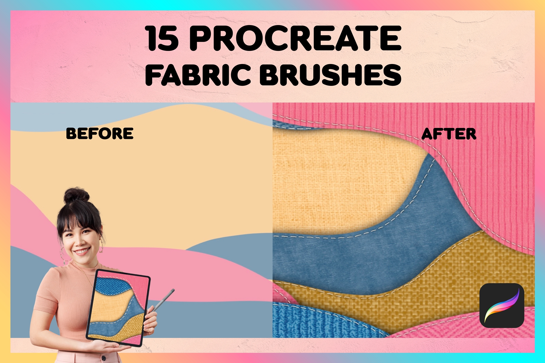 Fabric Brush Procreate | 15 Procreate Fabric Brushes, Add-ons | GraphicRiver